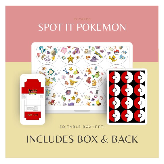 POKEMON Spot It / Dobble Card Game PRINTABLE Pdf File 57 | Etsy UK