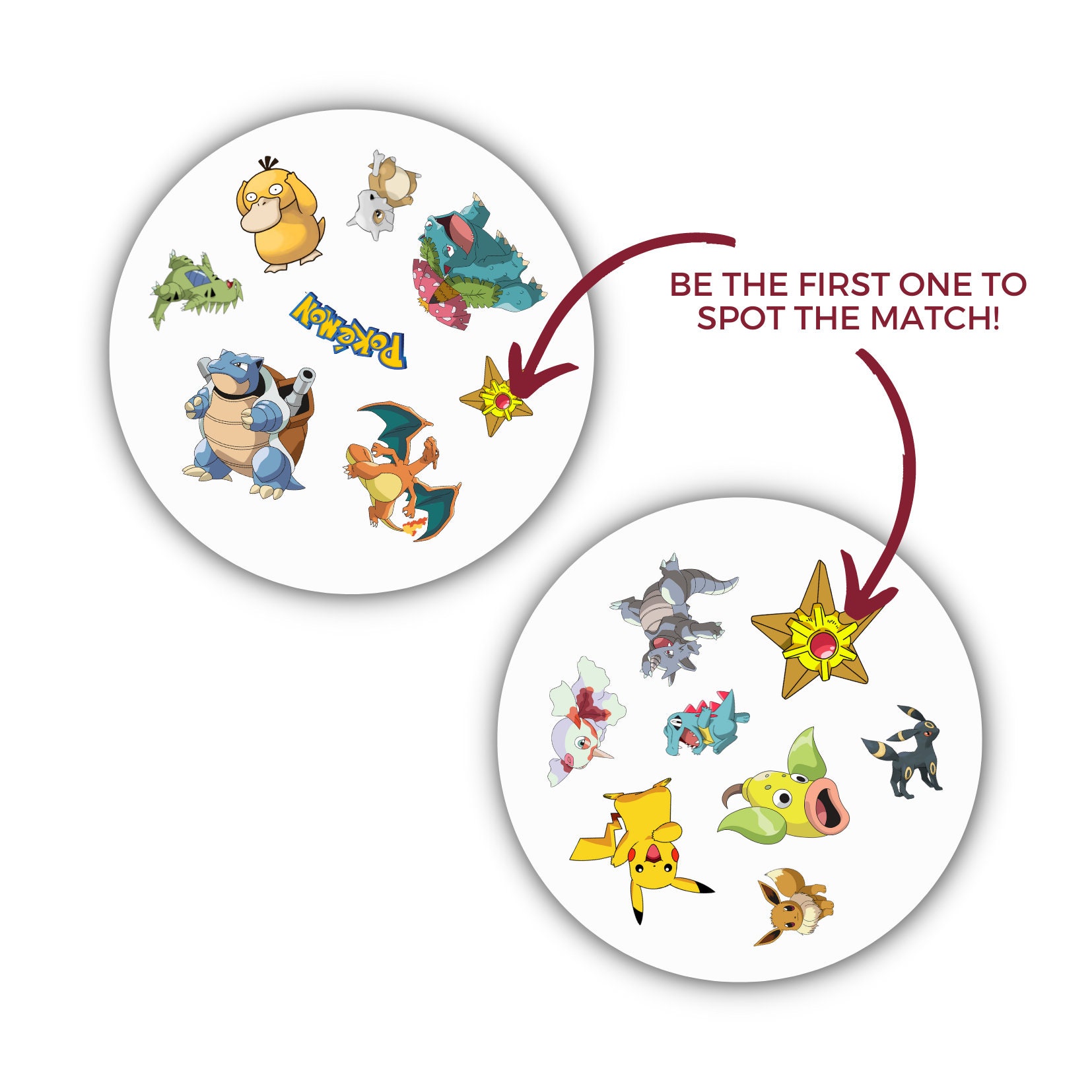 POKEMON Card Game (PRINTABLE pdf file - 57 cards) Spot it - Dobble ...