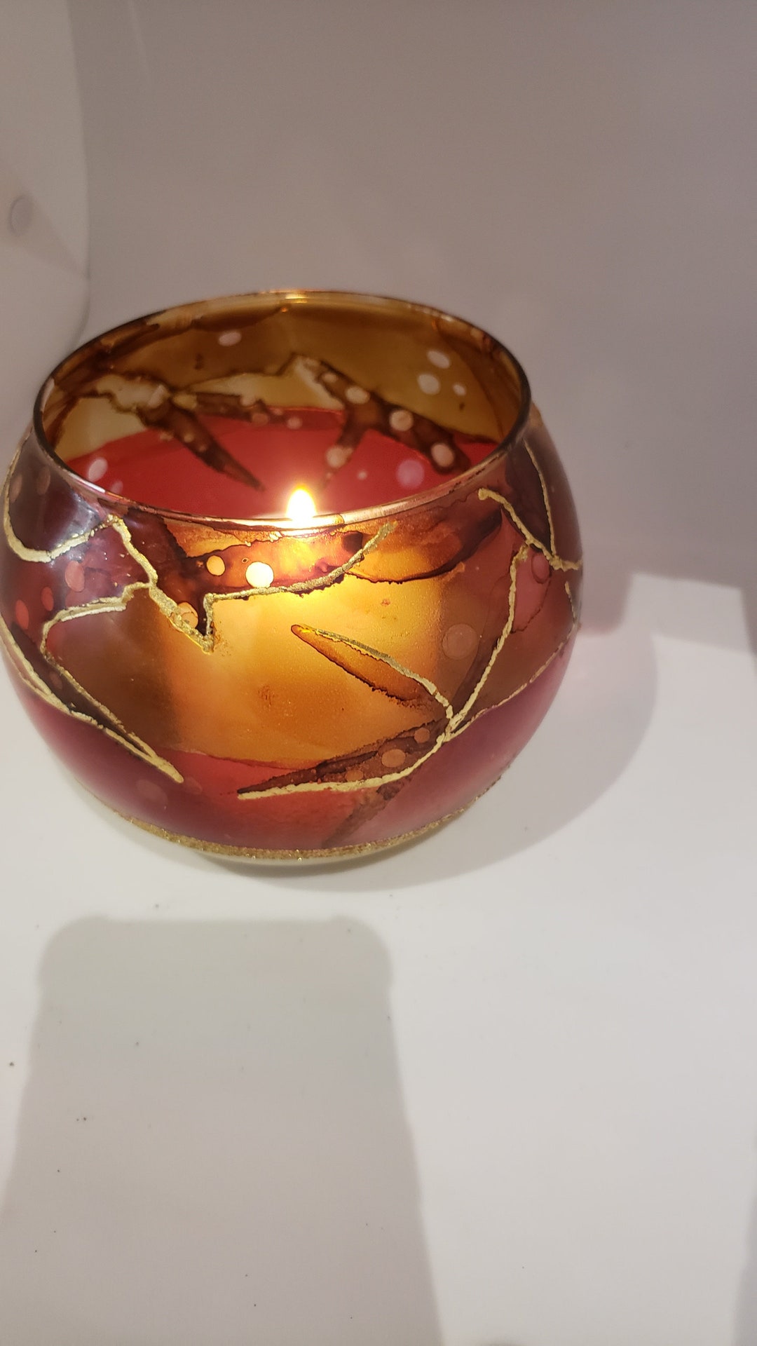 Alcohol Ink Glass Candle Holder - Etsy