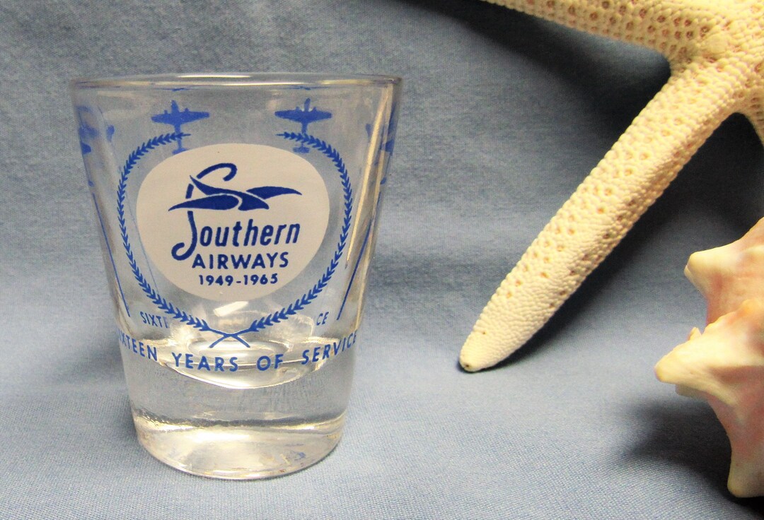 Vintage SOUTHERN AIRWAYS Shot Glass Commemorative 1949-1965 Air Travel ...