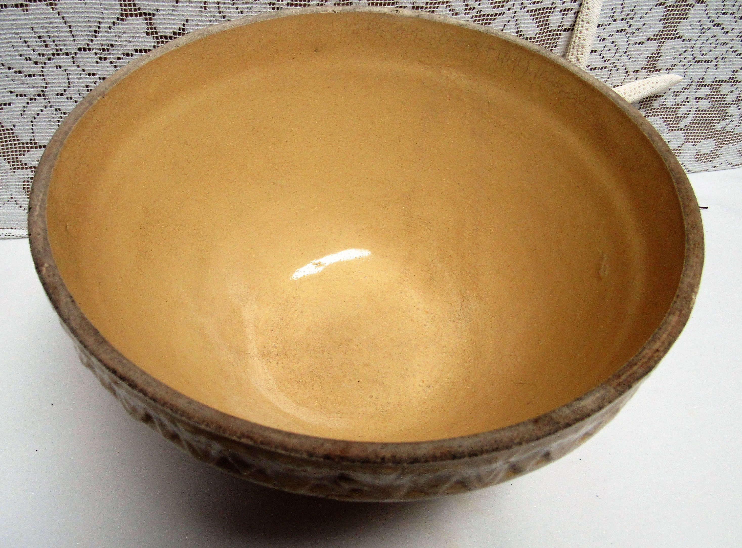 Vintage Estate STONEWARE YELLOW WARE Country Farmhouse Mixing Bowl ...