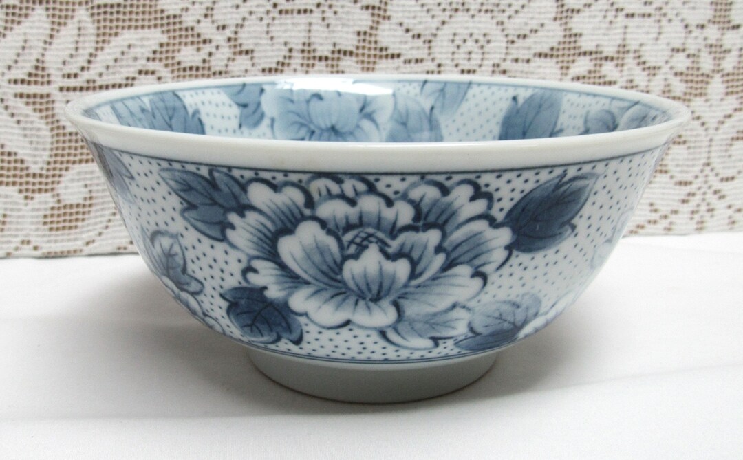 Vintage ANDREA by SADEK Made in JAPAN Soup Rice Bowl Blue and White ...