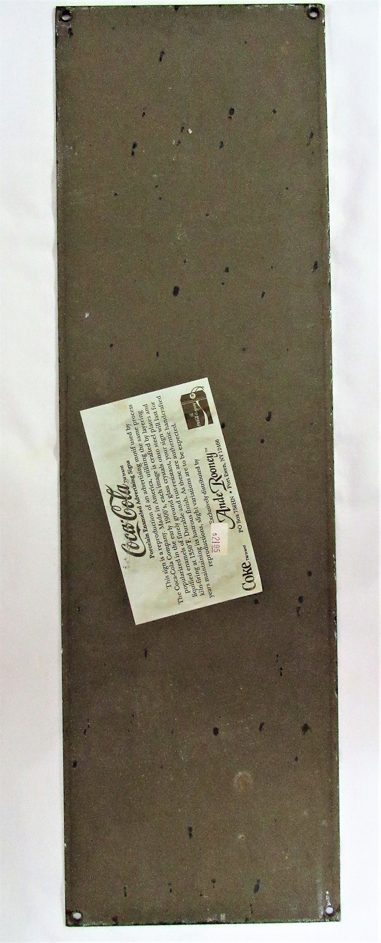 Vintage 1989 COCA COLA COKE Enamel Reproduction Sign Ande Rooney Metal ...