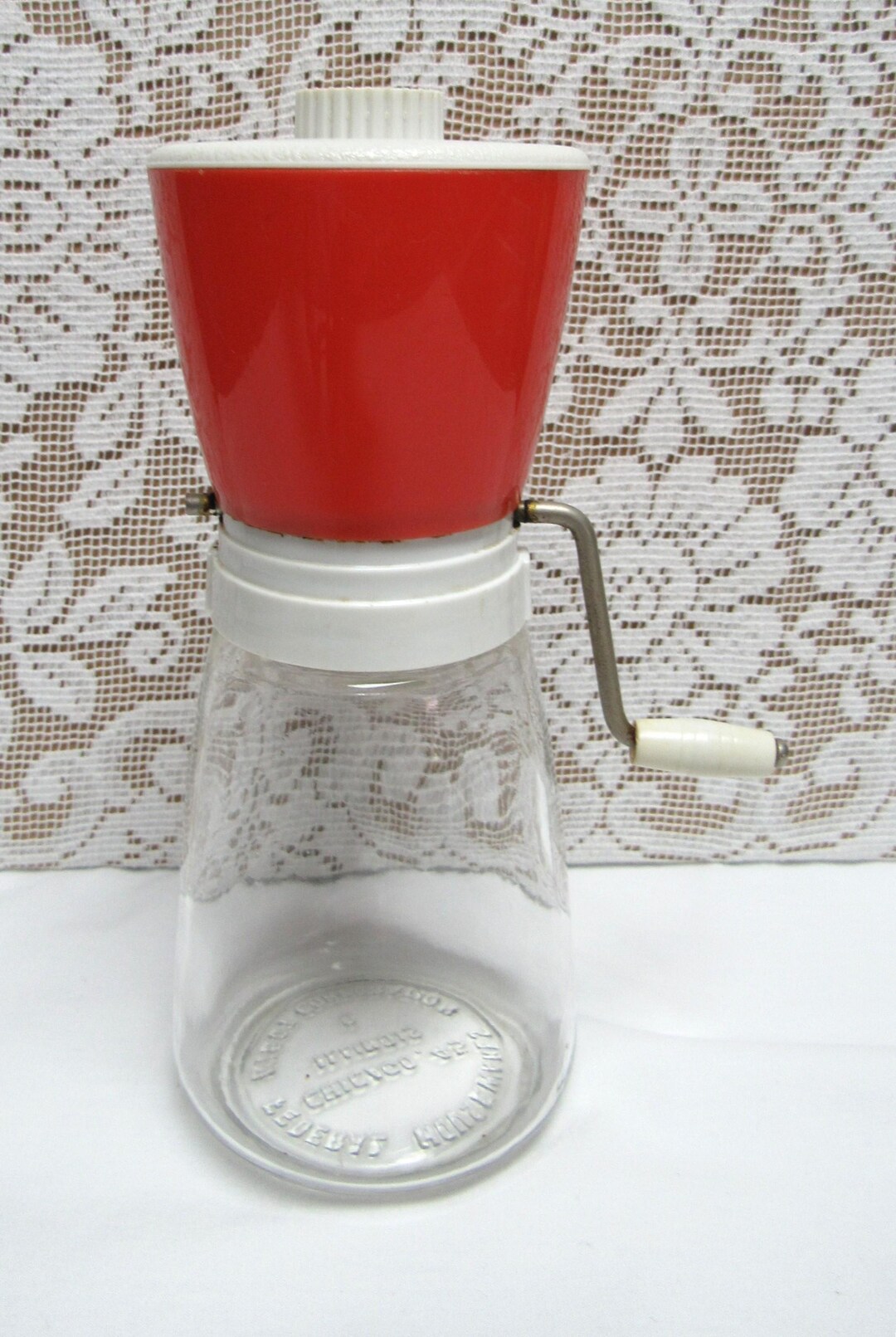 Vintage Federal Housewares NUT CHOPPER Glass Bottom Plastic Top With ...