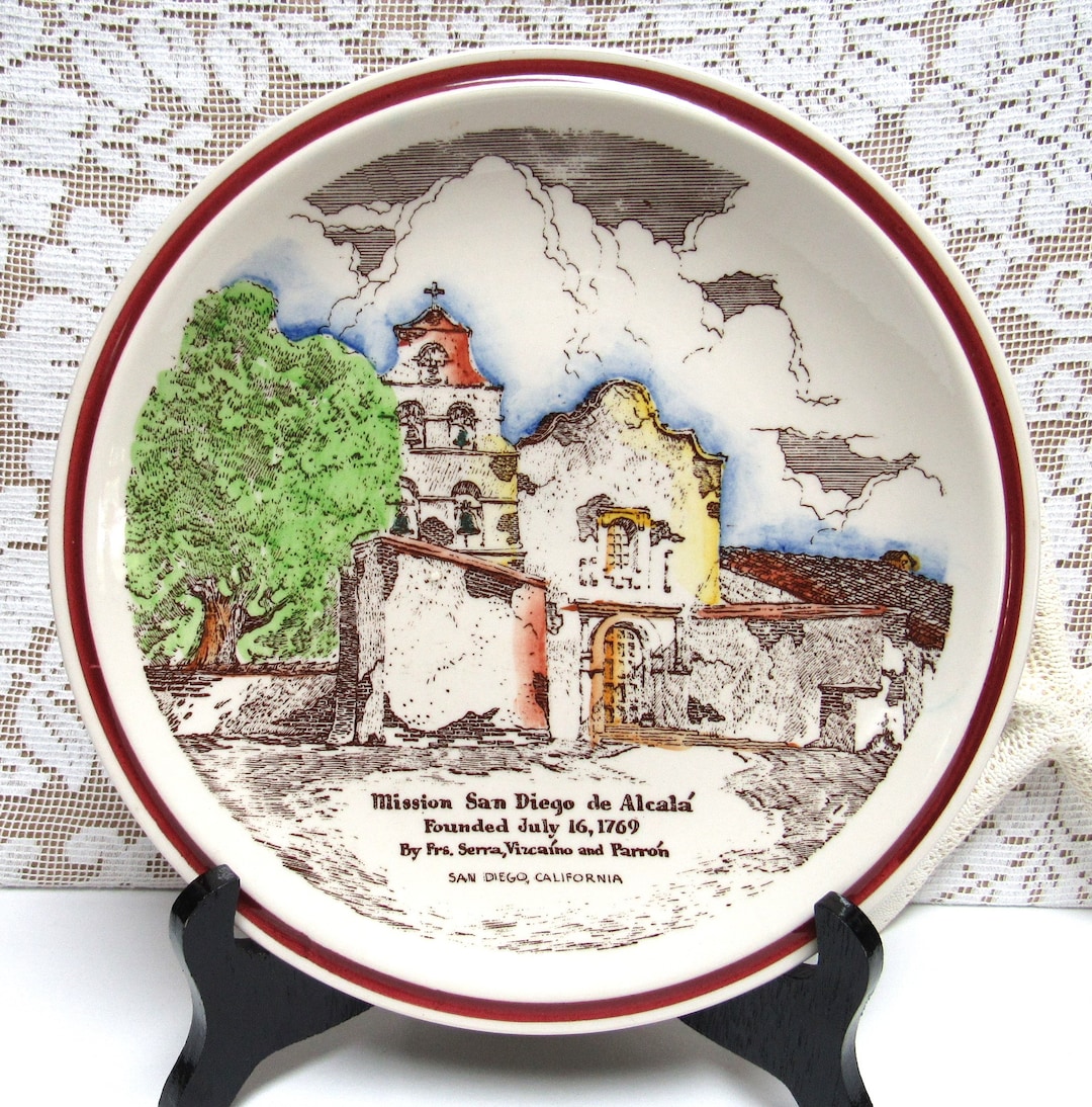 Vintage Souvenir Plate Mission San Diego De Alcala California VERNON ...