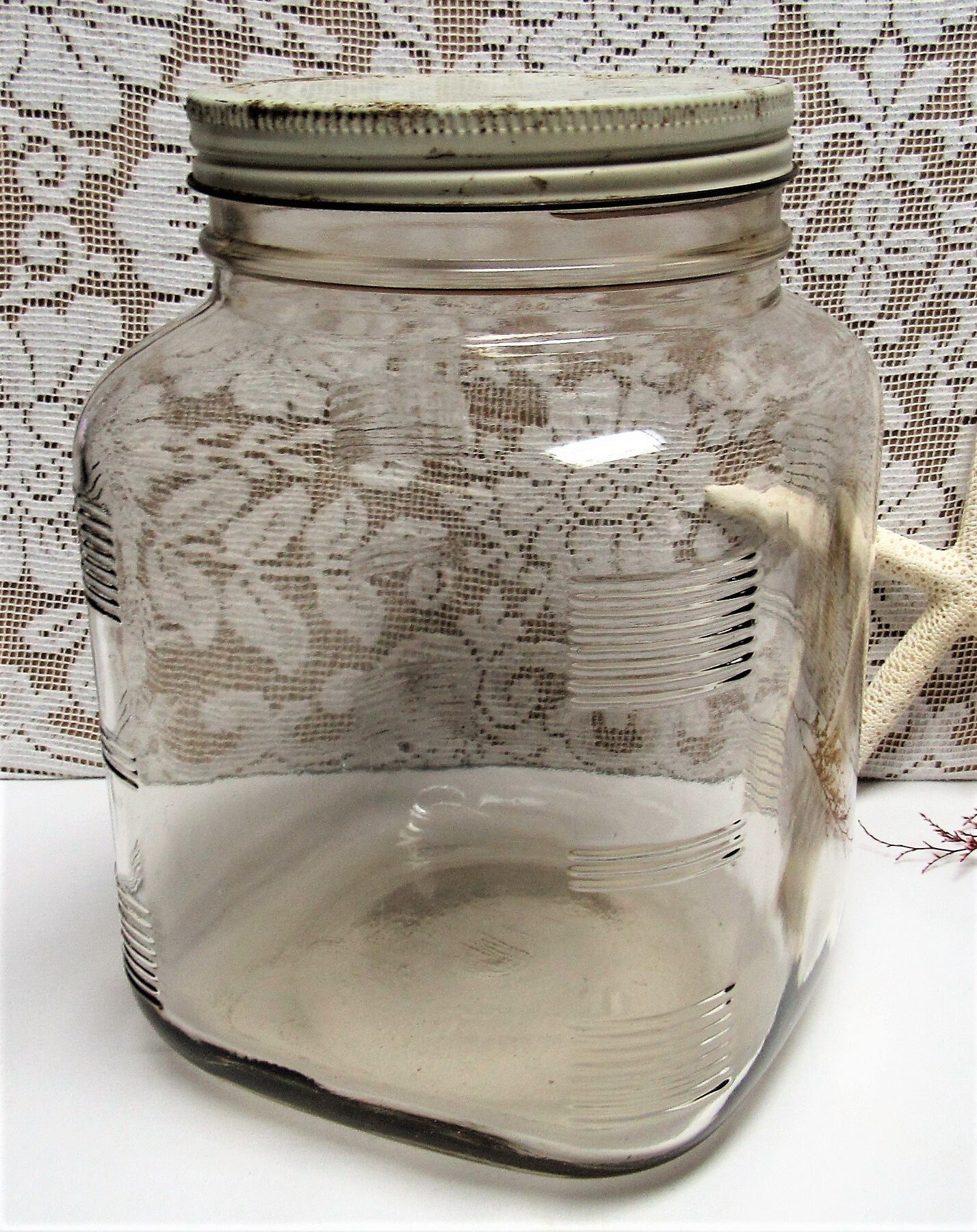Vintage Clear Glass HOOSIER JAR Canister Estate Find 1 Gallon Size ...