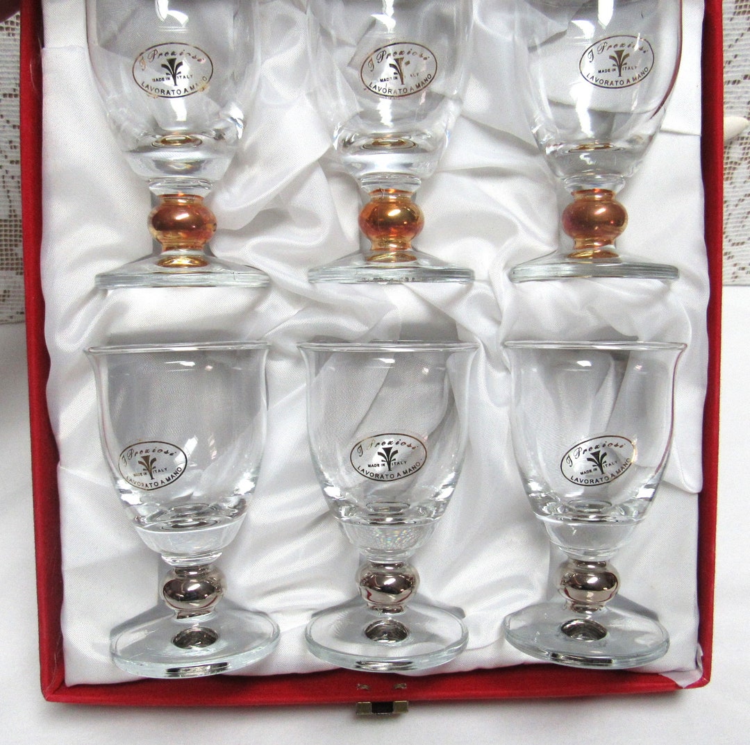 CRISTALLERIA FILLI FUMO Sherry Cordial Wine Goblet Glass Set of 6 Clear ...