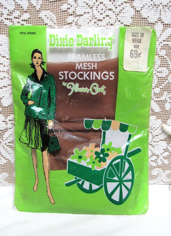 Vintage DIXIE DARLING by Flower Cart 100% Nylon Seaml… - Gem
