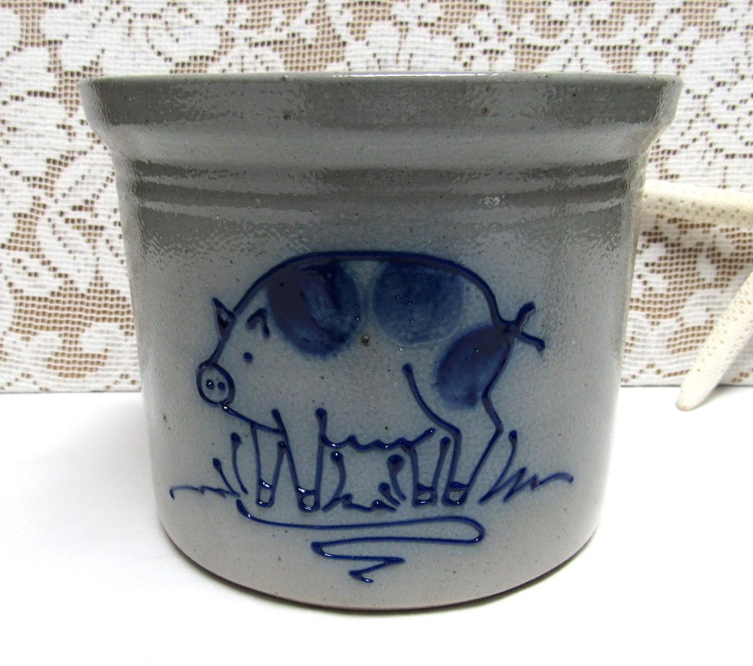 Vintage DAVID ELDRETH PIGGIE Salt Glazed Stoneware Planter Pot Crock ...