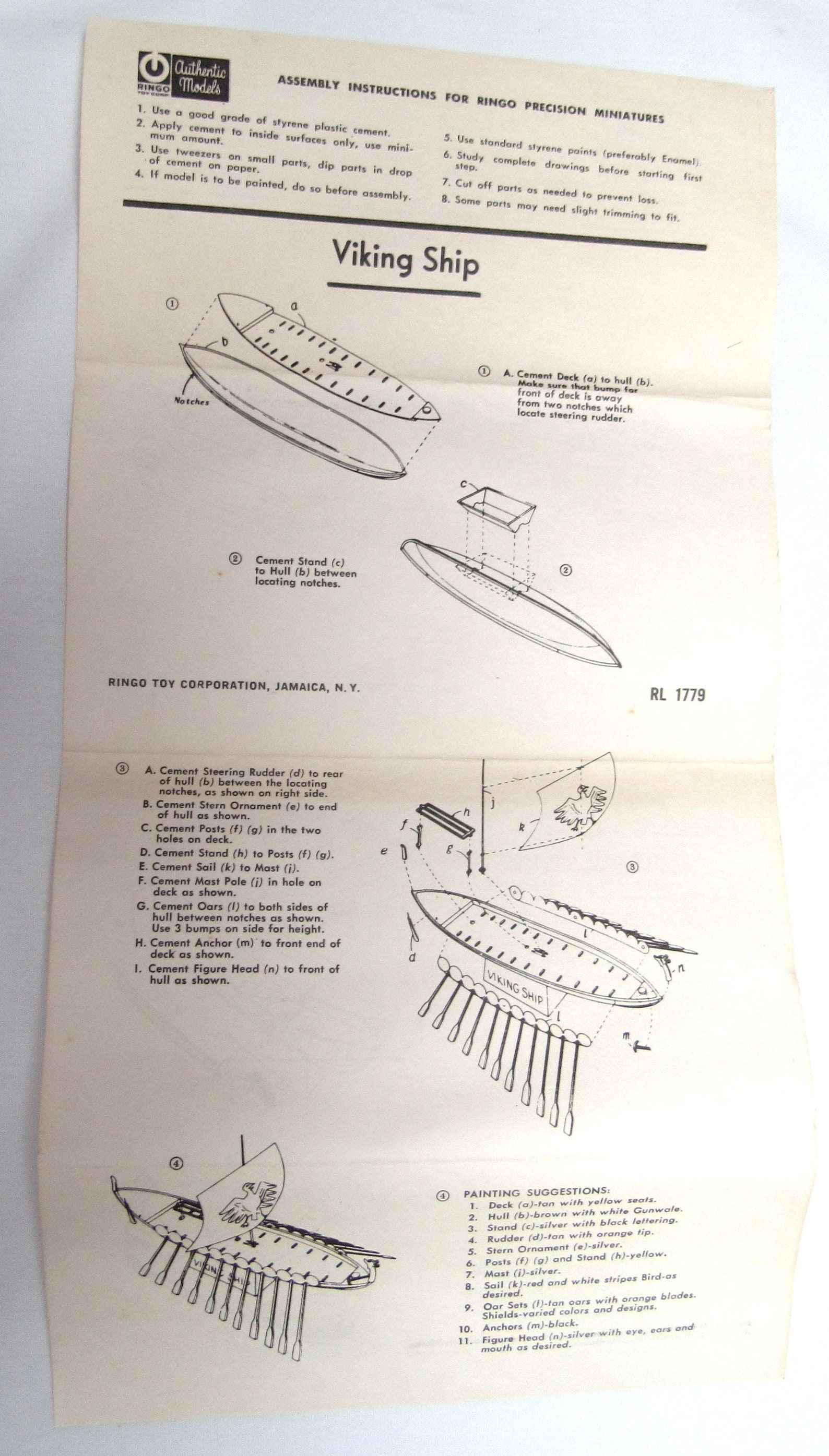 Vintage RINGO TOY Plastic Model Twin Kit Viking Ship and Chinese Junk ...