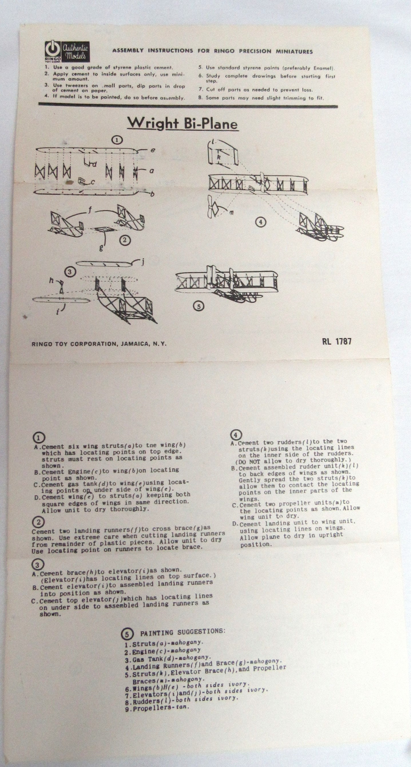 Vintage RINGO TOY Plastic Model Twin Kit Spirit of St. Louis and Wright ...