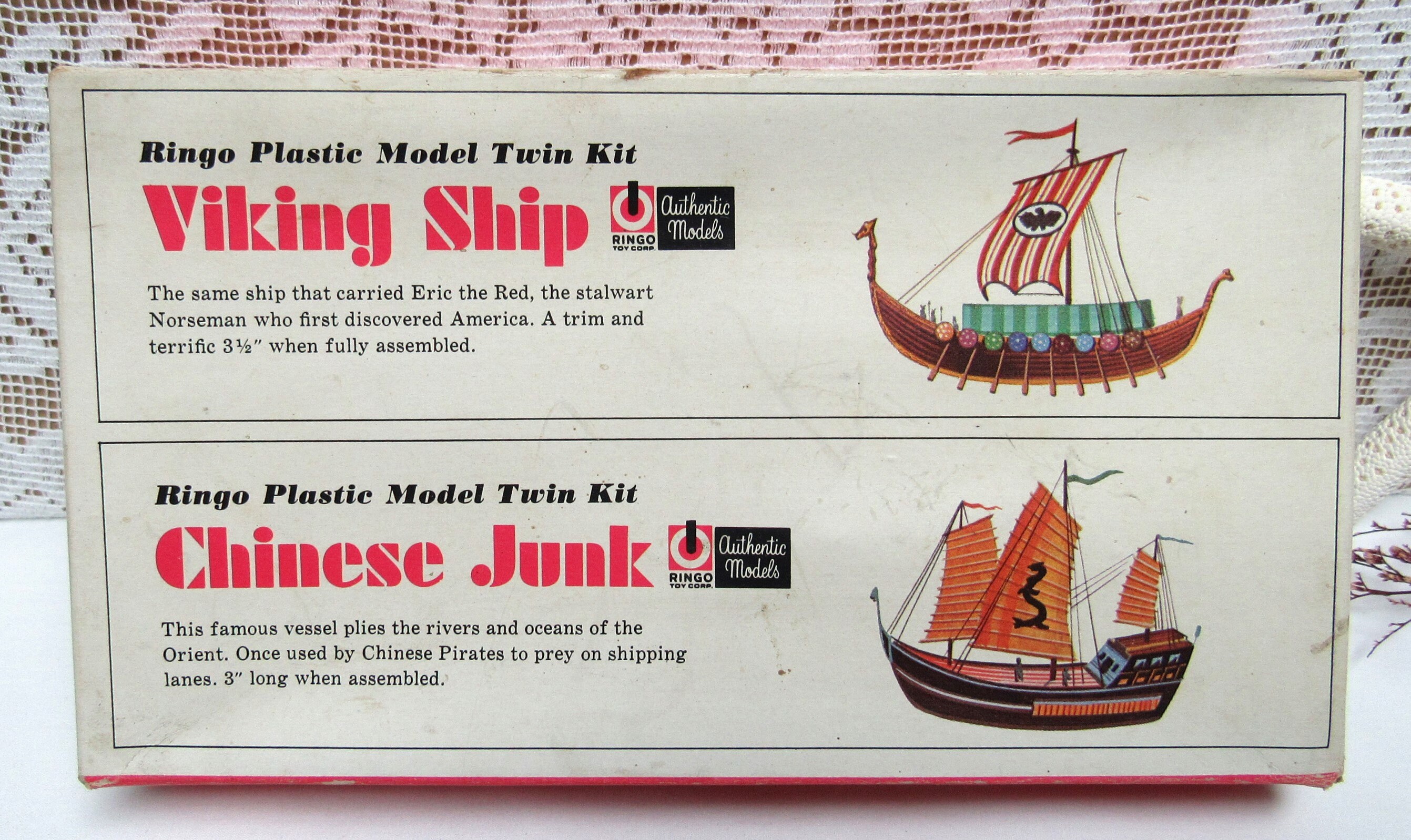 Vintage RINGO TOY Plastic Model Twin Kit Viking Ship and Chinese Junk ...