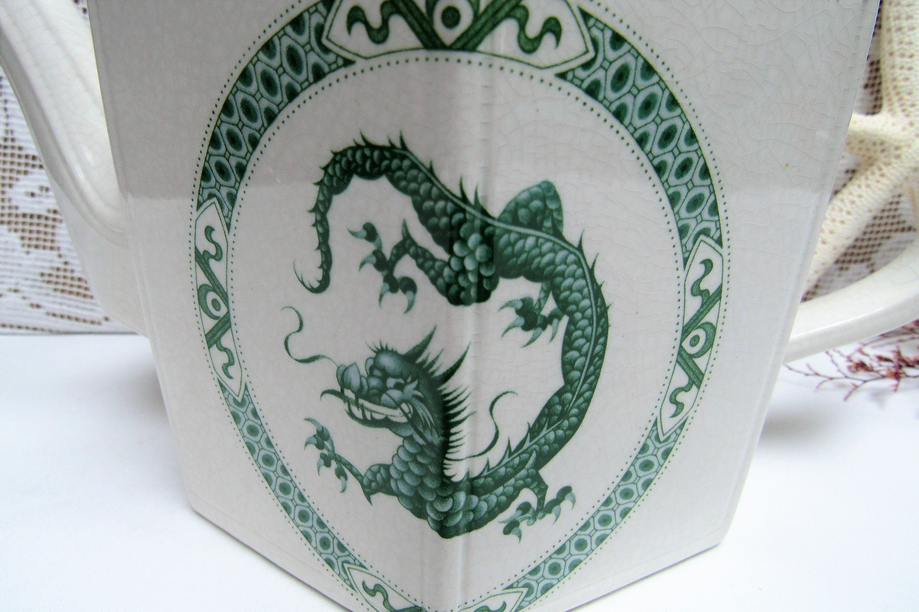 Vintage House of GOEBEL ARTHUR WOOD Teapot Green Dragon Oriental Asian ...