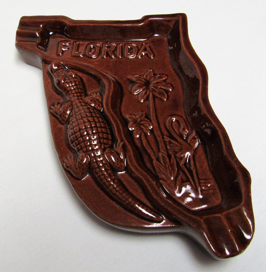 Vintage FLORIDA ALLIGATOR ASHTRAY Ceramic Souvenir 1960s Made in Japan ...