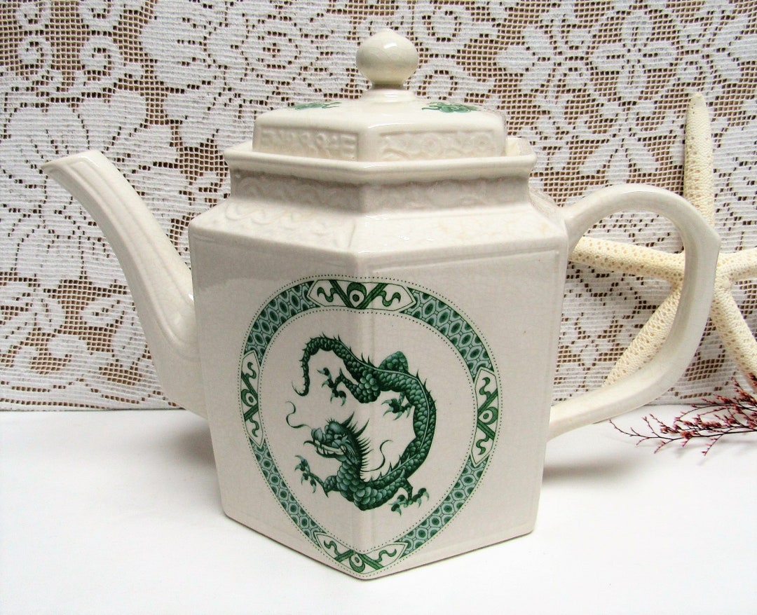 Vintage House of GOEBEL ARTHUR WOOD Teapot Green Dragon Oriental Asian ...