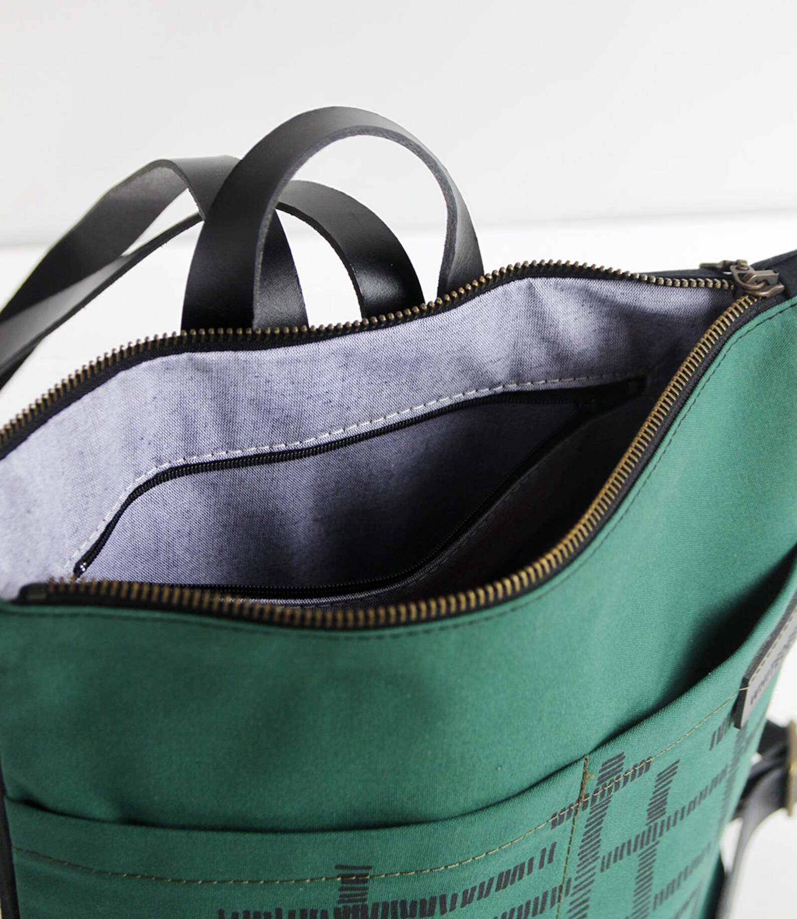 Green Backpack With Handmade Screen Printing / Small Backpack / City ...