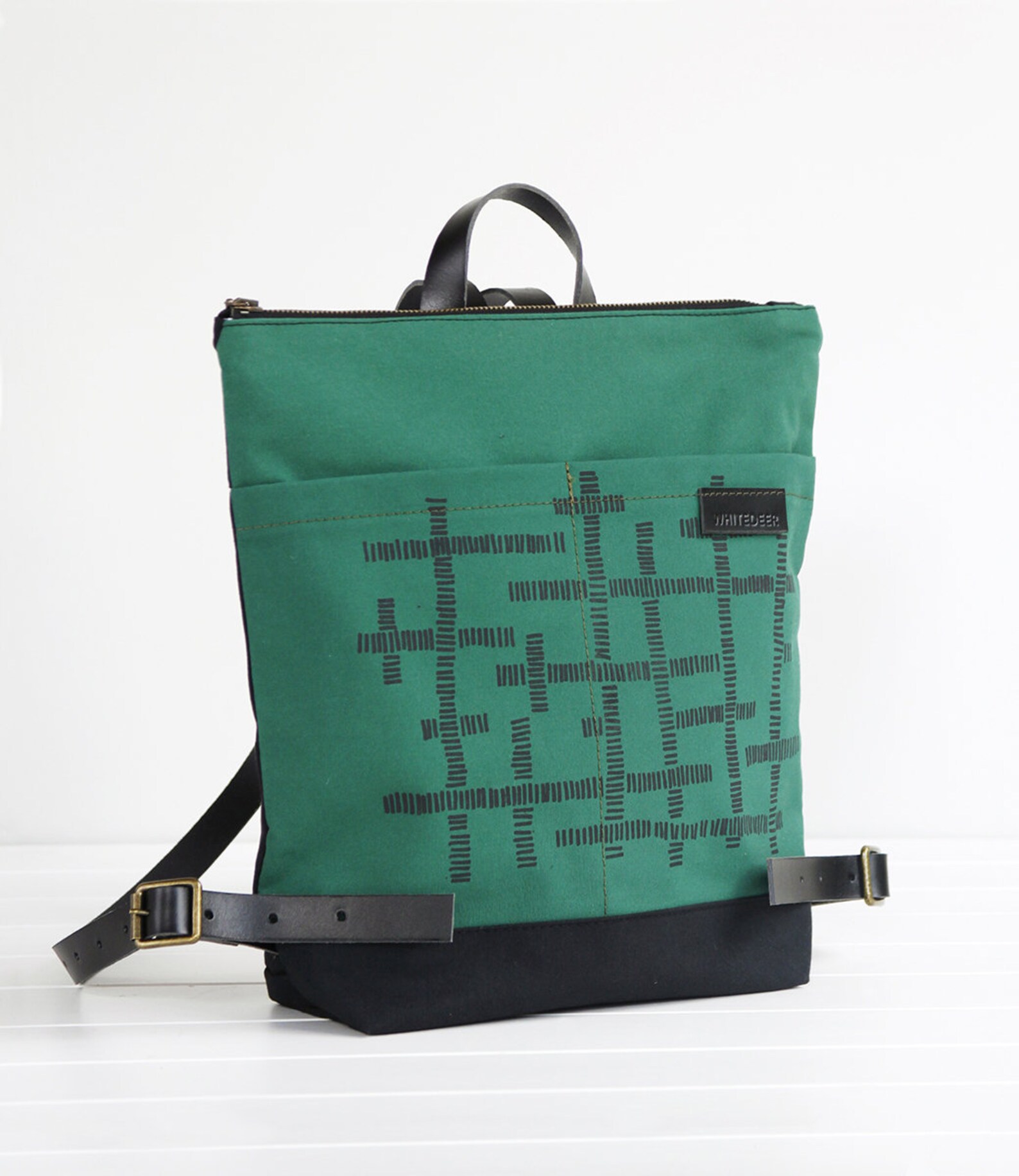 Green Backpack With Handmade Screen Printing / Small Backpack / City ...