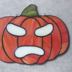 Handcrafted Stained Glass Pumpkin Head Suncatcher. Halloween Art for ...