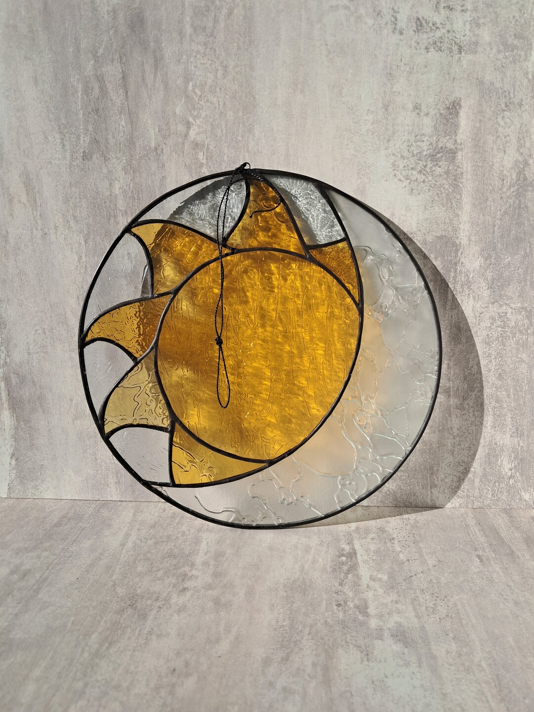 Sun and Moon Fused Art. Celestial Ornament. Round, Circular Glass ...