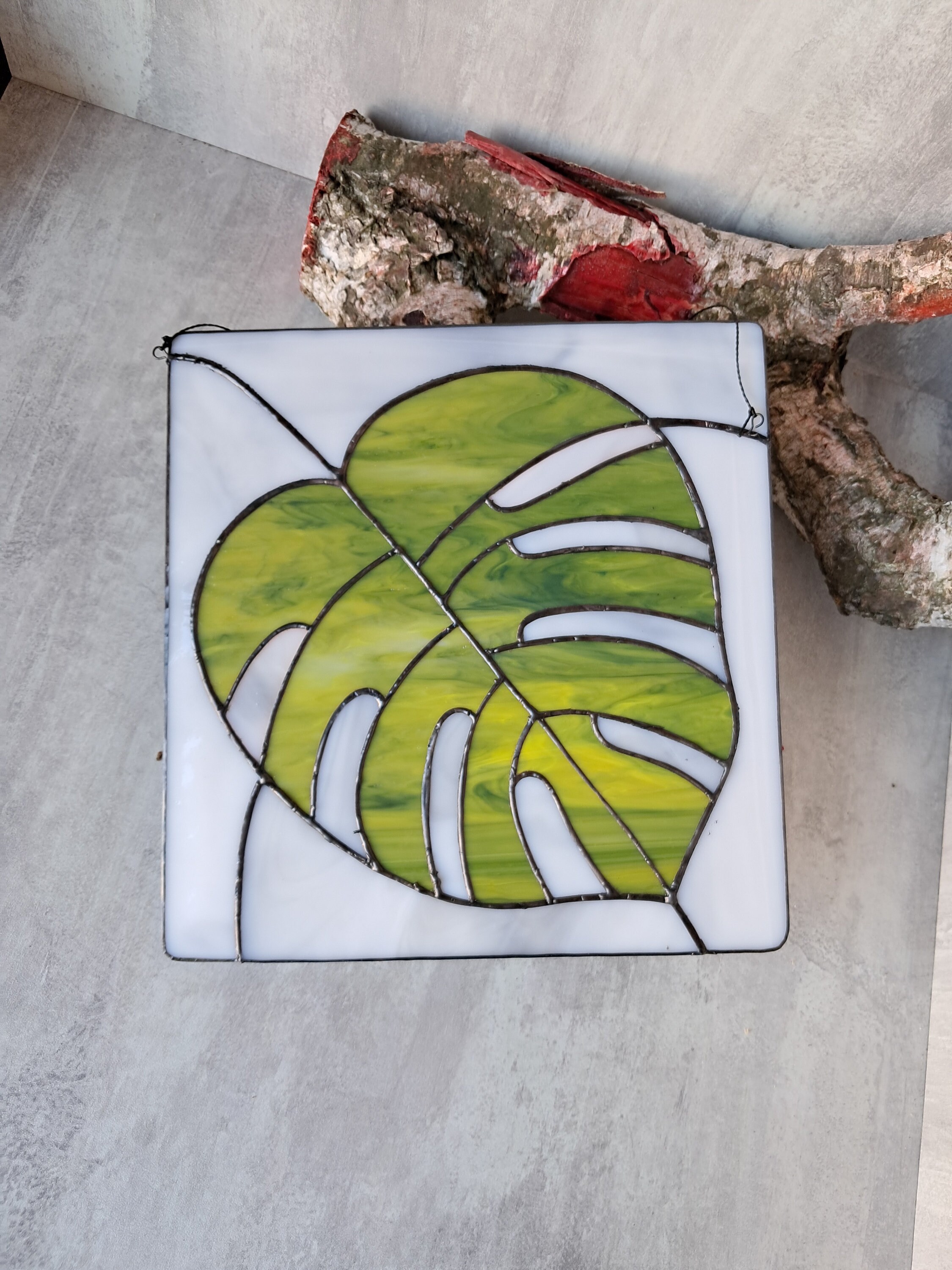 Stained Glass Monstera Leaf: Tropical Palm Glass Art With Monster Leaf ...