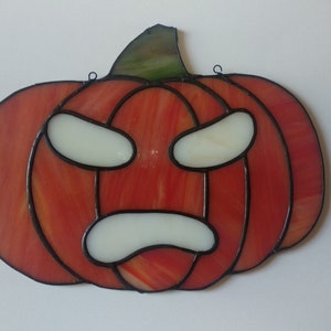 Handcrafted Stained Glass Pumpkin Head Suncatcher. Halloween Art for ...