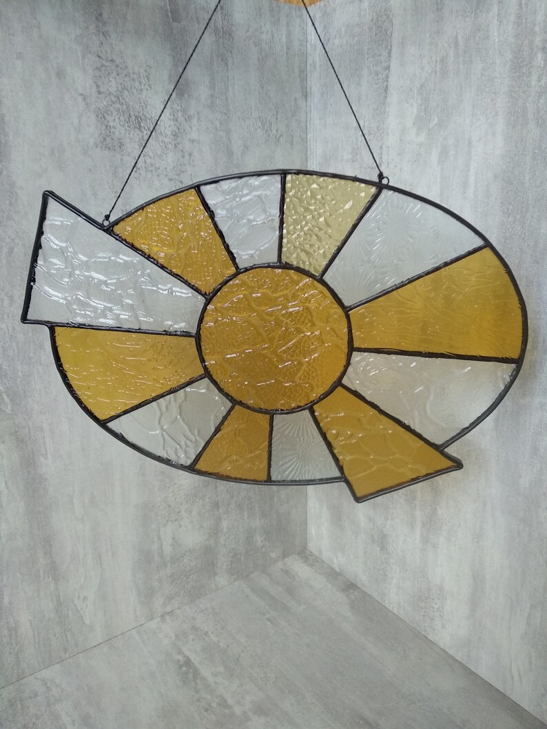Sun. Oval Stained Glass Panel With Celestial Motifs. Warm - Etsy
