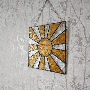 Sun. Square Panel. Unique Sun-shaped Art Glass Suncatcher With Sun ...