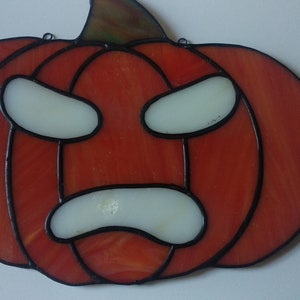 Handcrafted Stained Glass Pumpkin Head Suncatcher. Halloween Art for ...