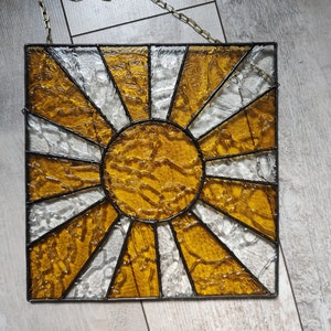 Sun. Square Panel. Unique Sun-shaped Art Glass Suncatcher With Sun ...