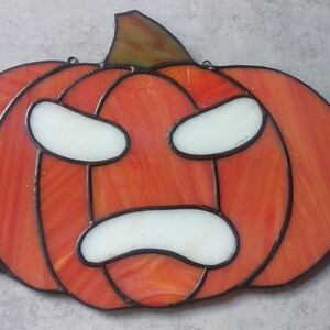 Handcrafted Stained Glass Pumpkin Head Suncatcher. Halloween Art for ...