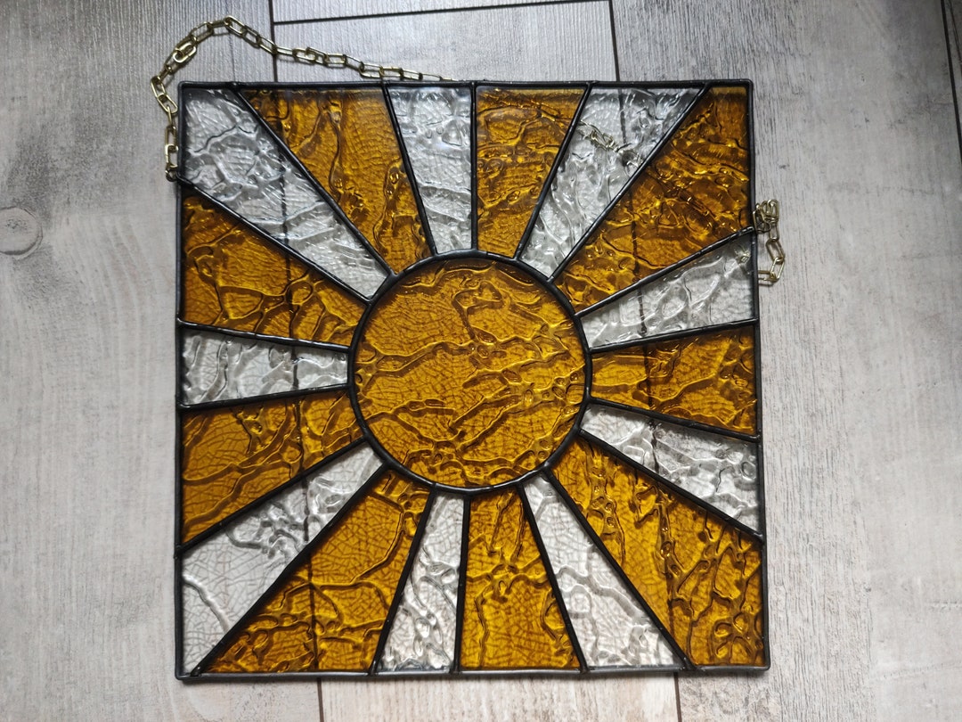 Sun. Square Panel. Unique Sun-shaped Art Glass Suncatcher With Sun ...