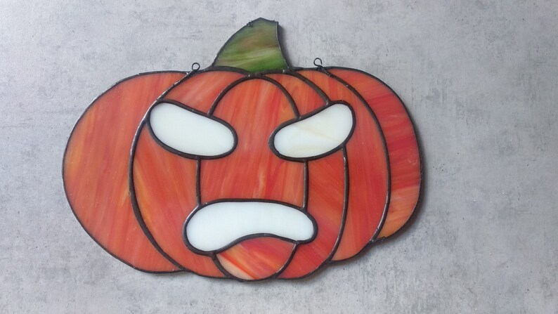 Handcrafted Stained Glass Pumpkin Head Suncatcher. Halloween Art for ...