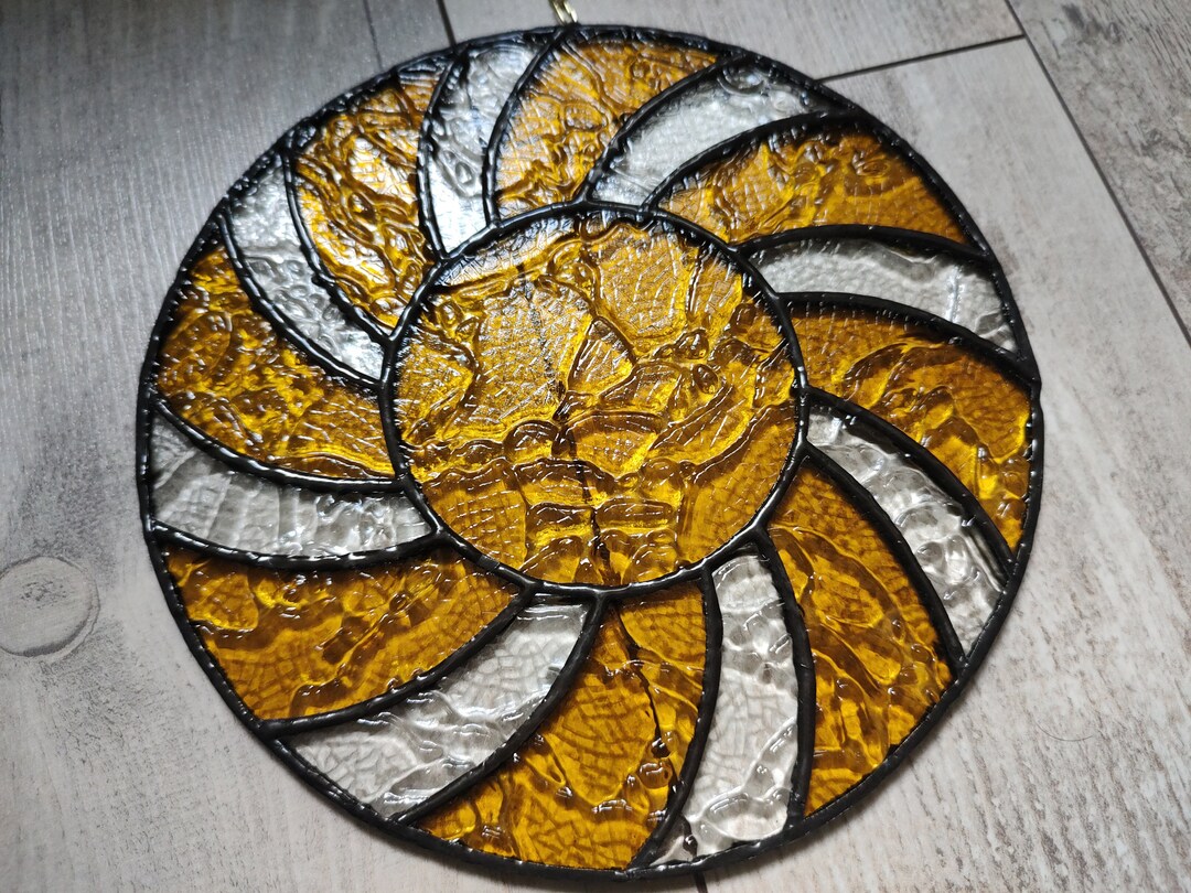 Sunburst Stain Glass Round Panel. Unique Sun-shaped Art Glass - Etsy