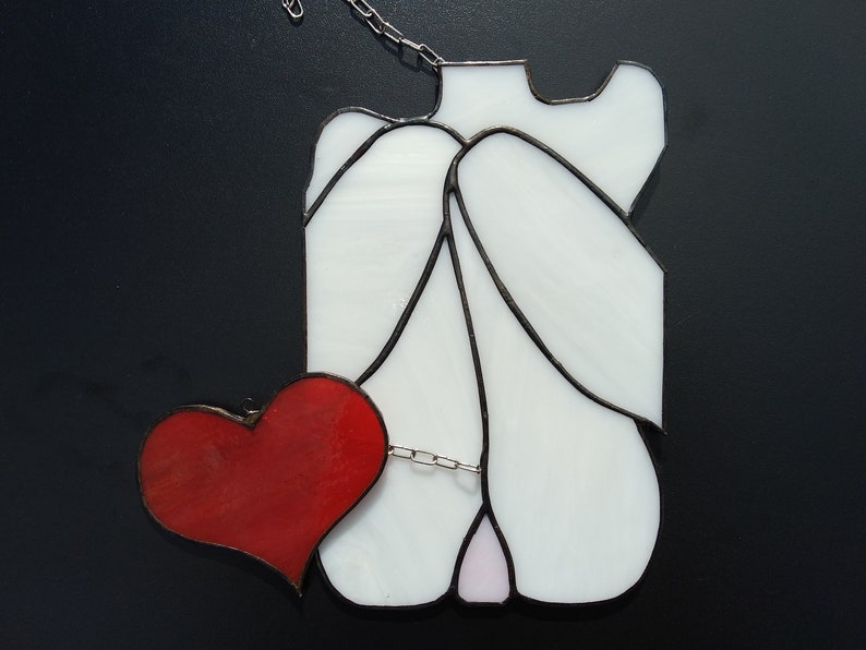 Nude Girl Naked Woman Hanging Glass Decoration Vagina Vulva Pussy Red Heart Erotic Decor