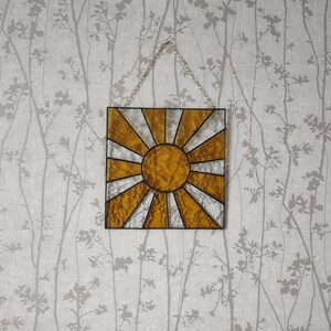 Sun. Square Panel. Unique Sun-shaped Art Glass Suncatcher With Sun ...