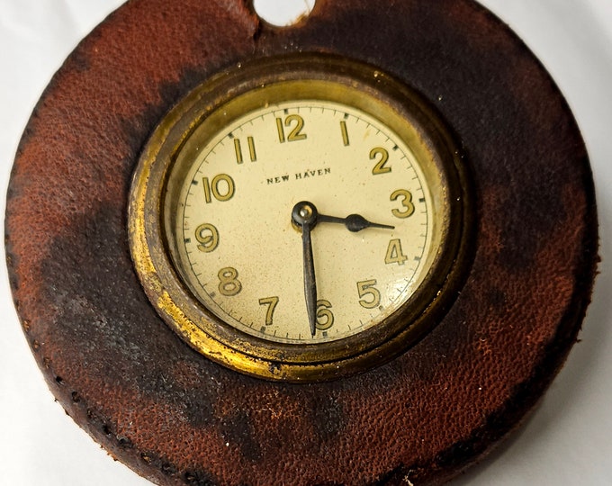 Lathem Watchman Clock! Security Guard Check in Clock! Leather Wrap! No ...