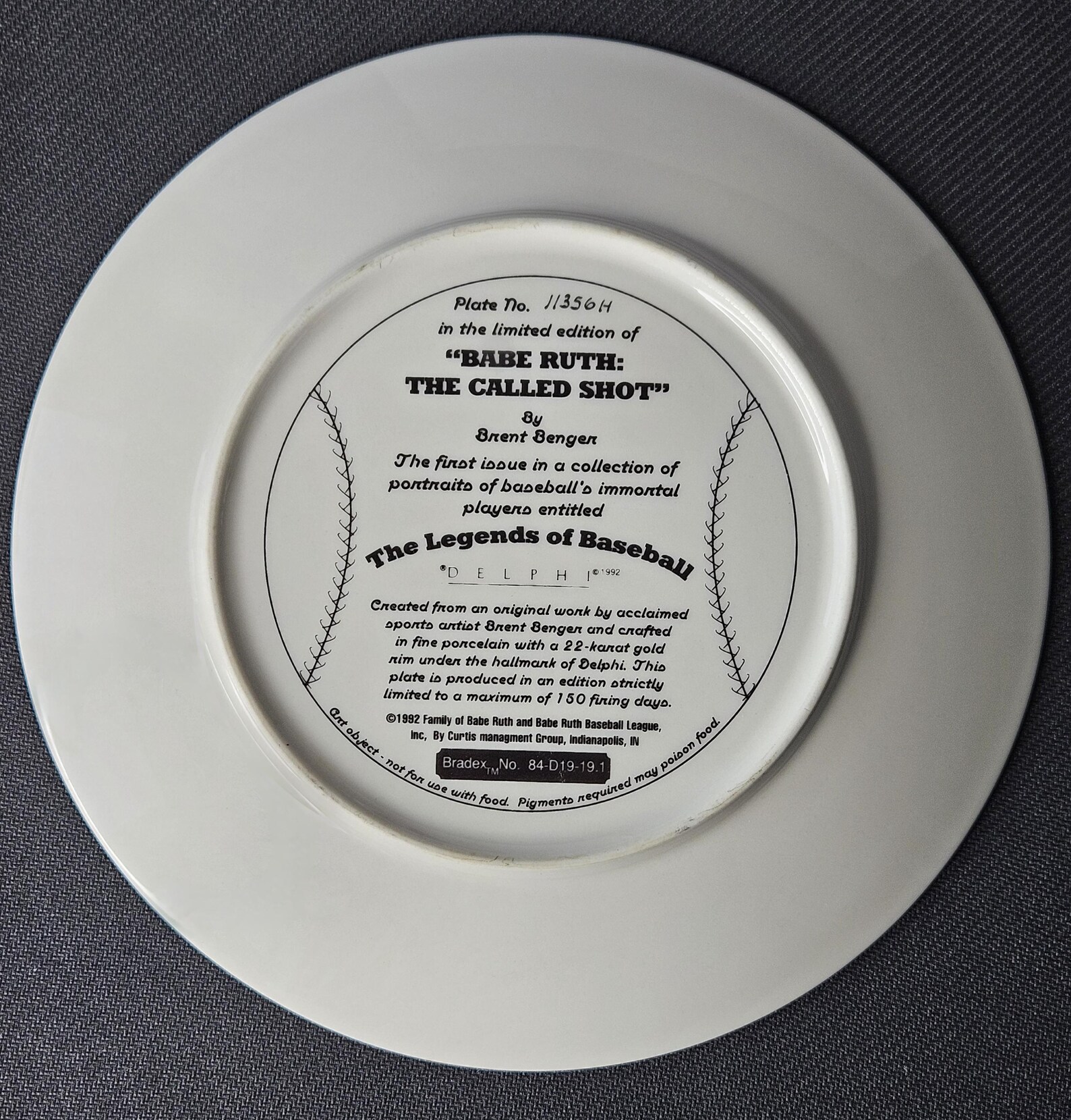 Vintage Limited and Numbered 1992 Collector 8" Plate "babe Ruth the ...