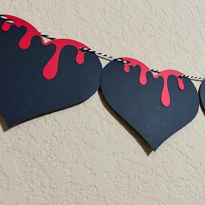 Emo Heart Garland | Horror Party Decorations | Spooky Birthday Banner ...