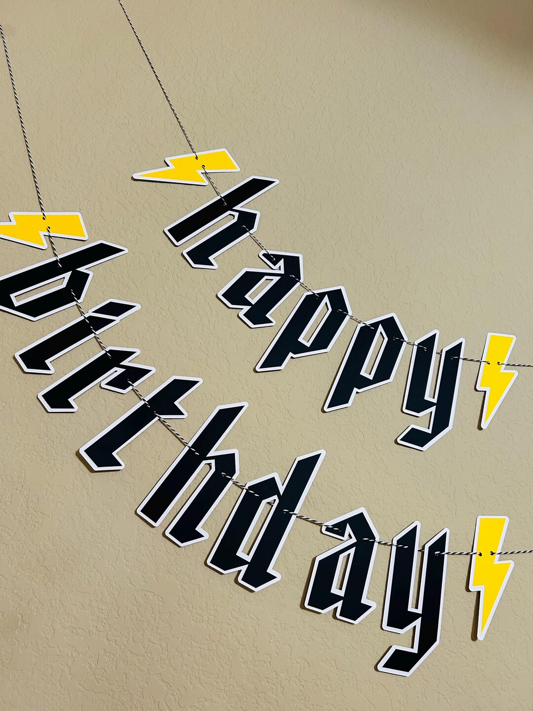 Rock N Roll Birthday Banner | Lightning Bolt Banner | One Happy Dude ...