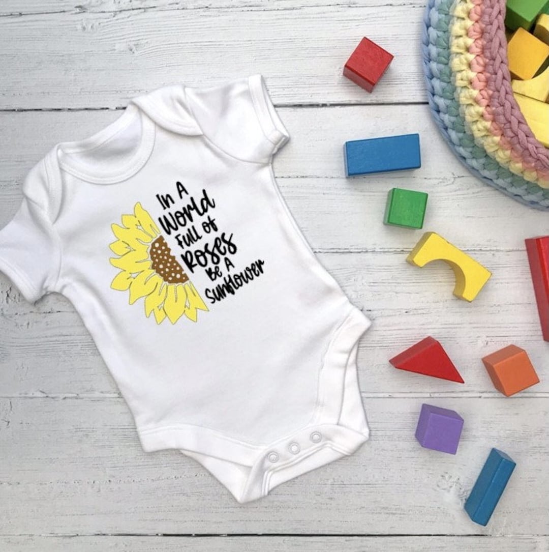 Baby Vest Sunflower Design/flower Baby Vests/new Baby Gift/baby Shower ...