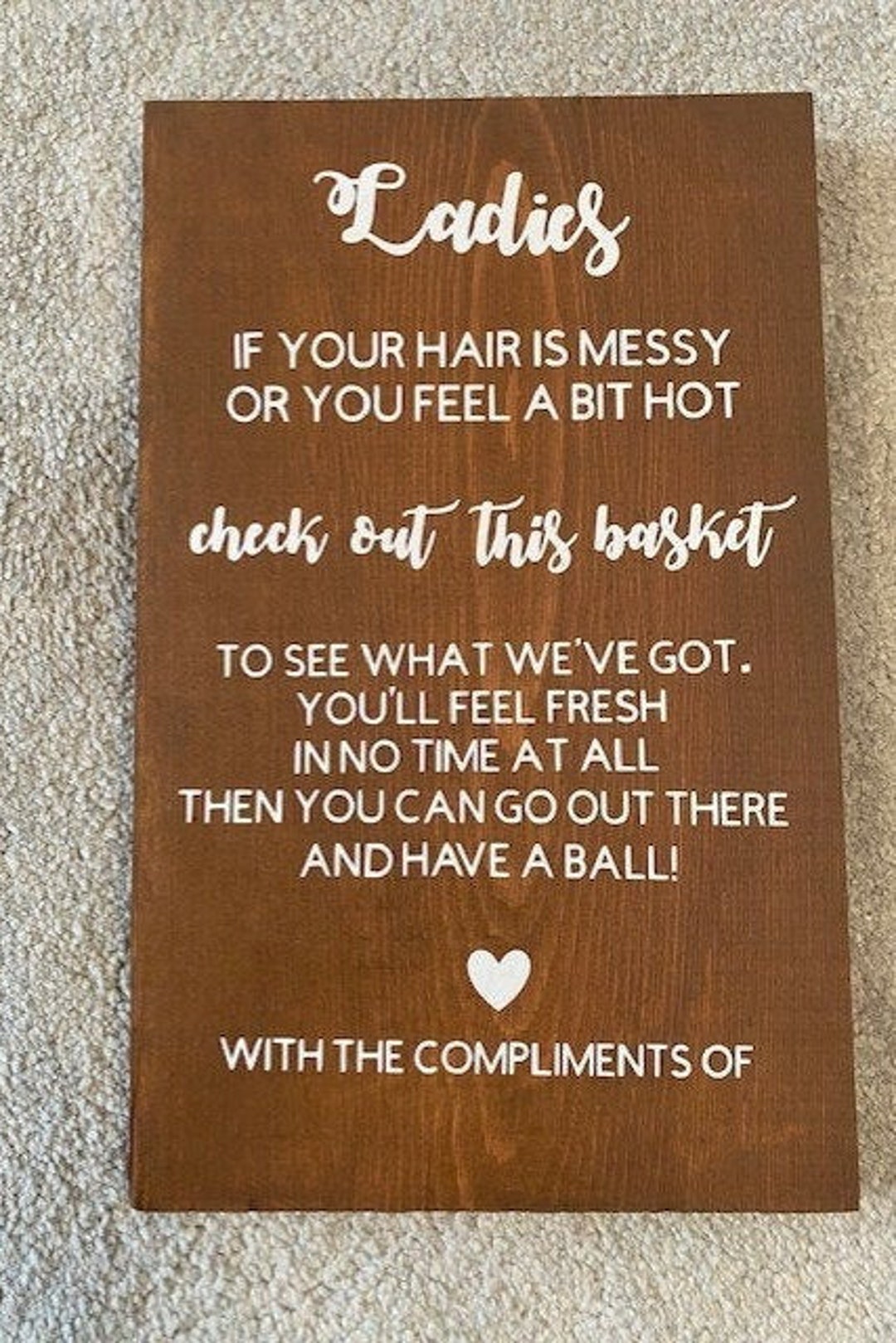 Rustic Wooden Ladies Bathroom Basket Sign/toiletry Wedding Sign/custom ...