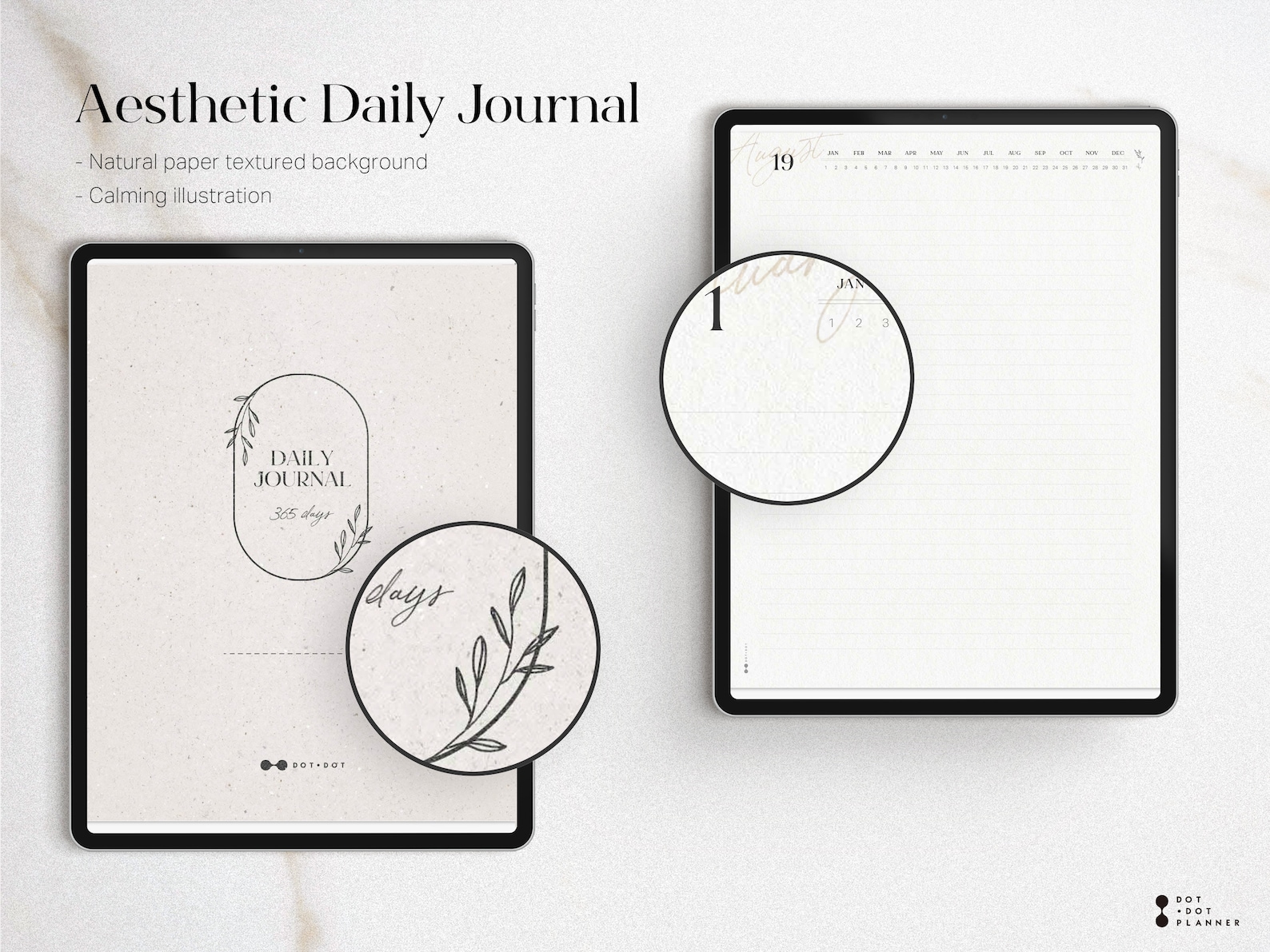 Aesthetic Digital Daily Journal – 365 Hyperlinked Pages, 4 Paper Styles ...