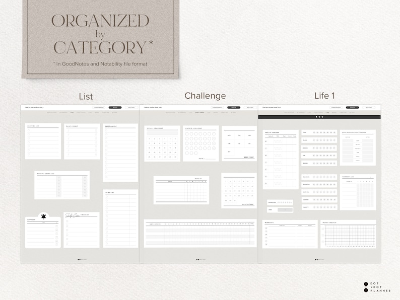 Digital Planner Widget Stickers – 351 Functional Pre-cropped Pngs, 3 ...