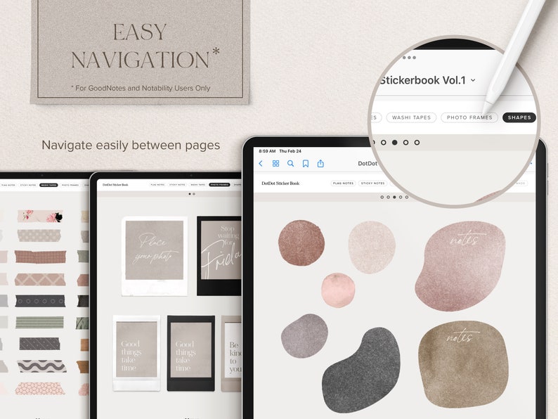 Neutral Digital Sticker Book – Realistic Watercolor Style, 147 Pre ...