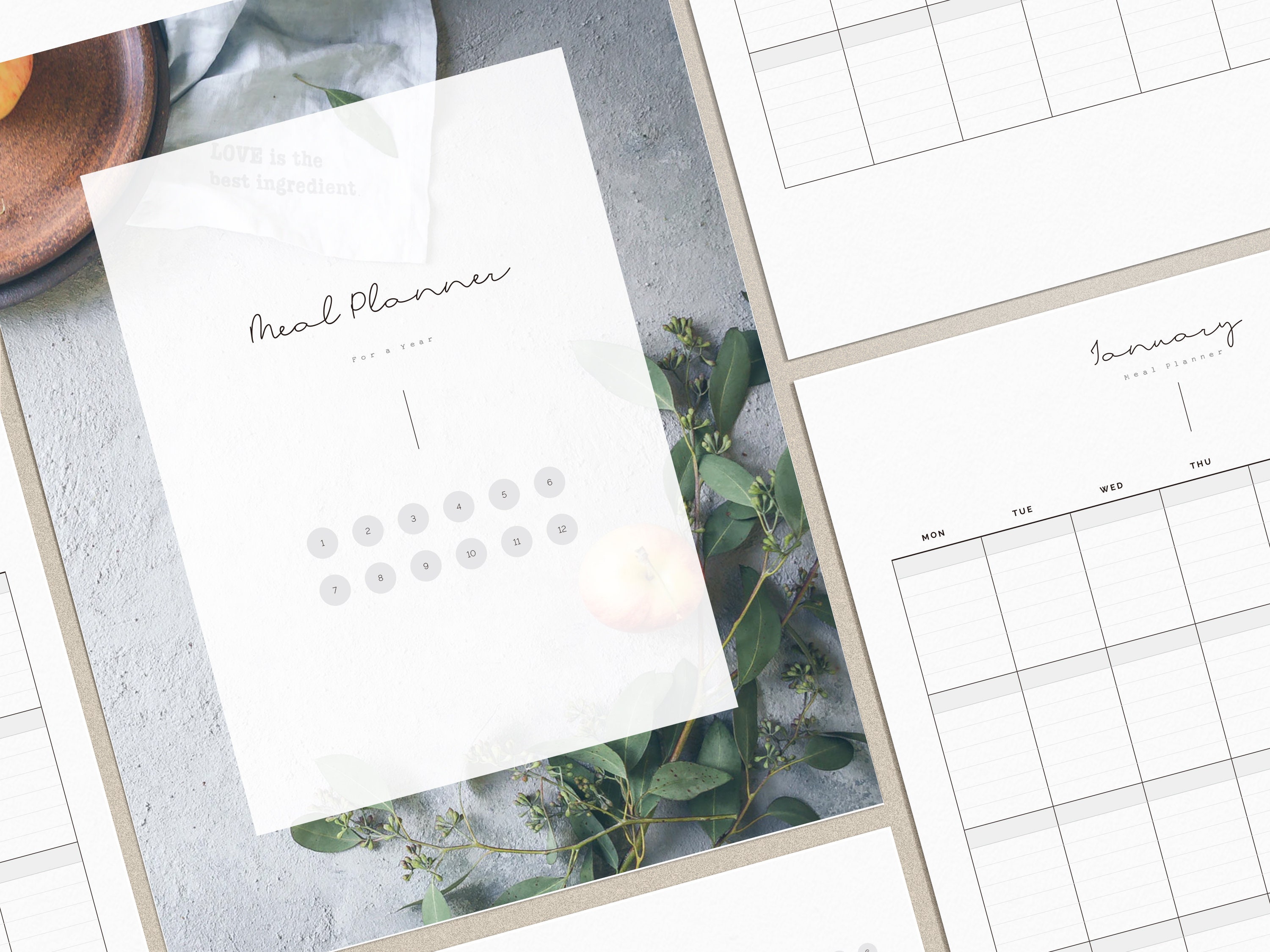 Digital Meal Planner Minimalist Monthly Meal Planner for a - Etsy
