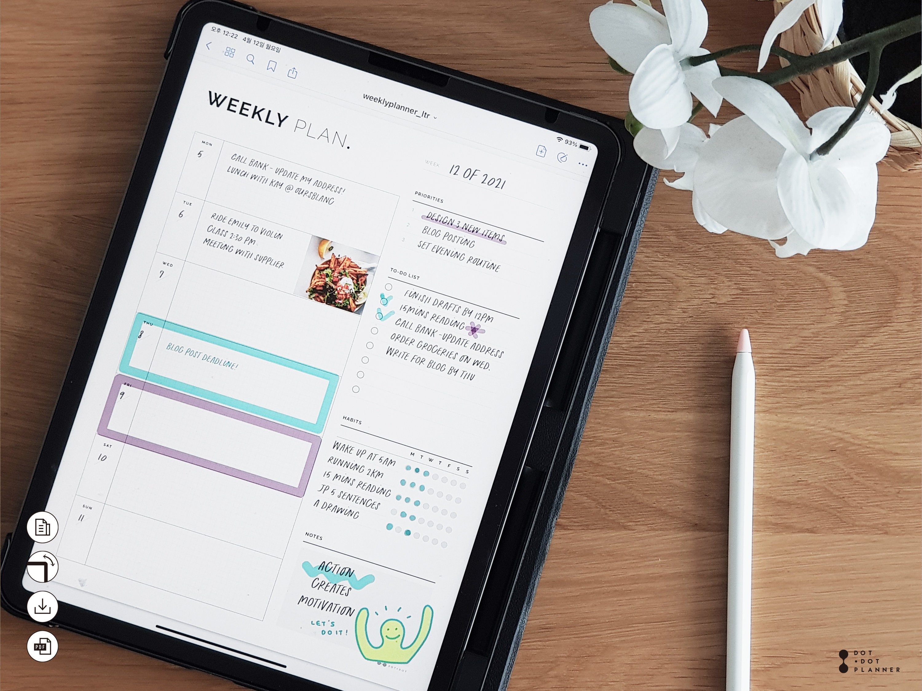 Weekly Planner Printable Minimalist, Digital Planner iPad Weekly ...