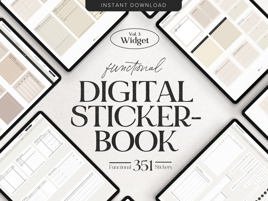 Digital Planner Widget Stickers – 351 Functional Pre-cropped Pngs, 3 ...