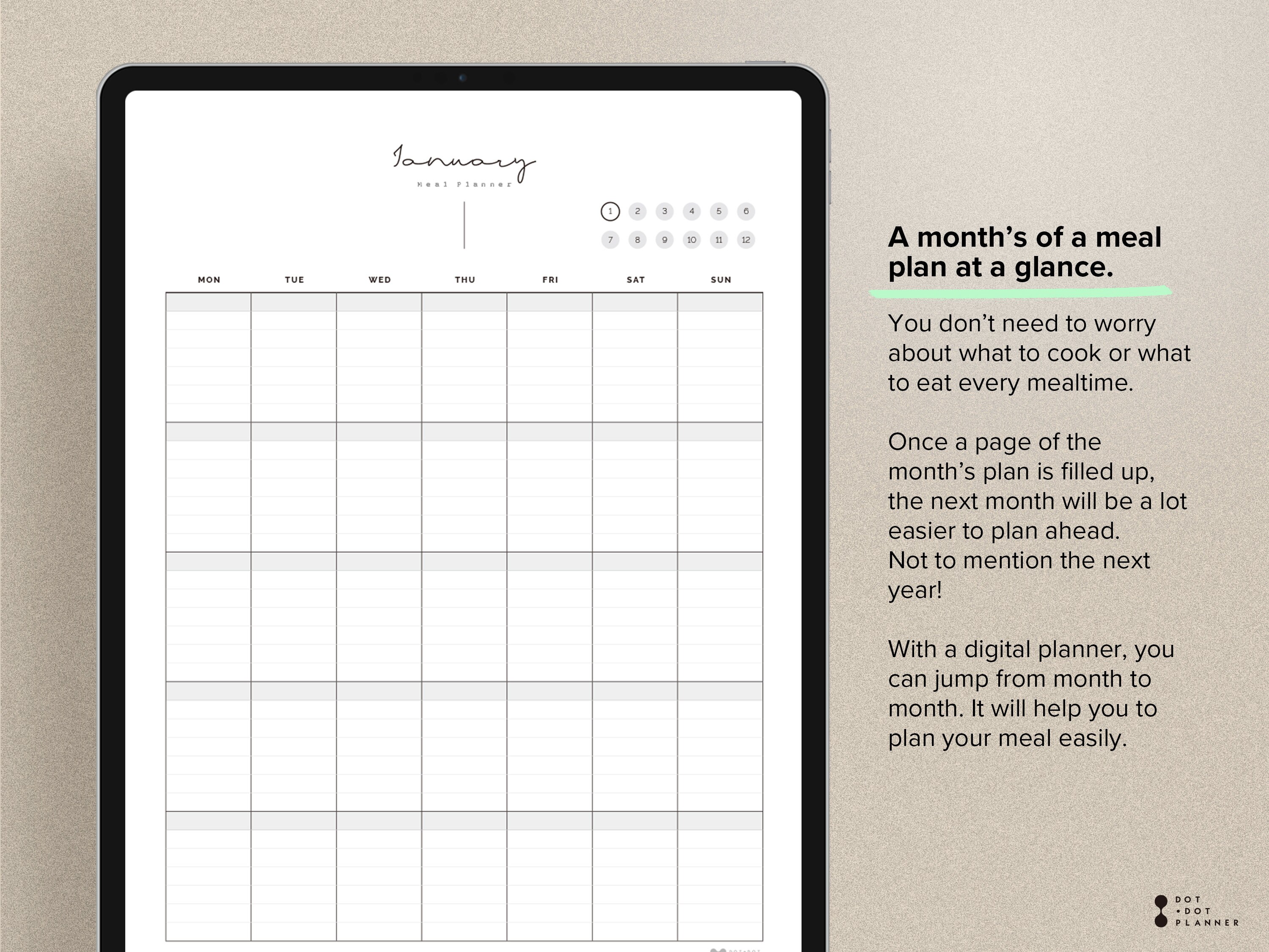 Digital Meal Planner Minimalist Monthly Meal Planner for a - Etsy
