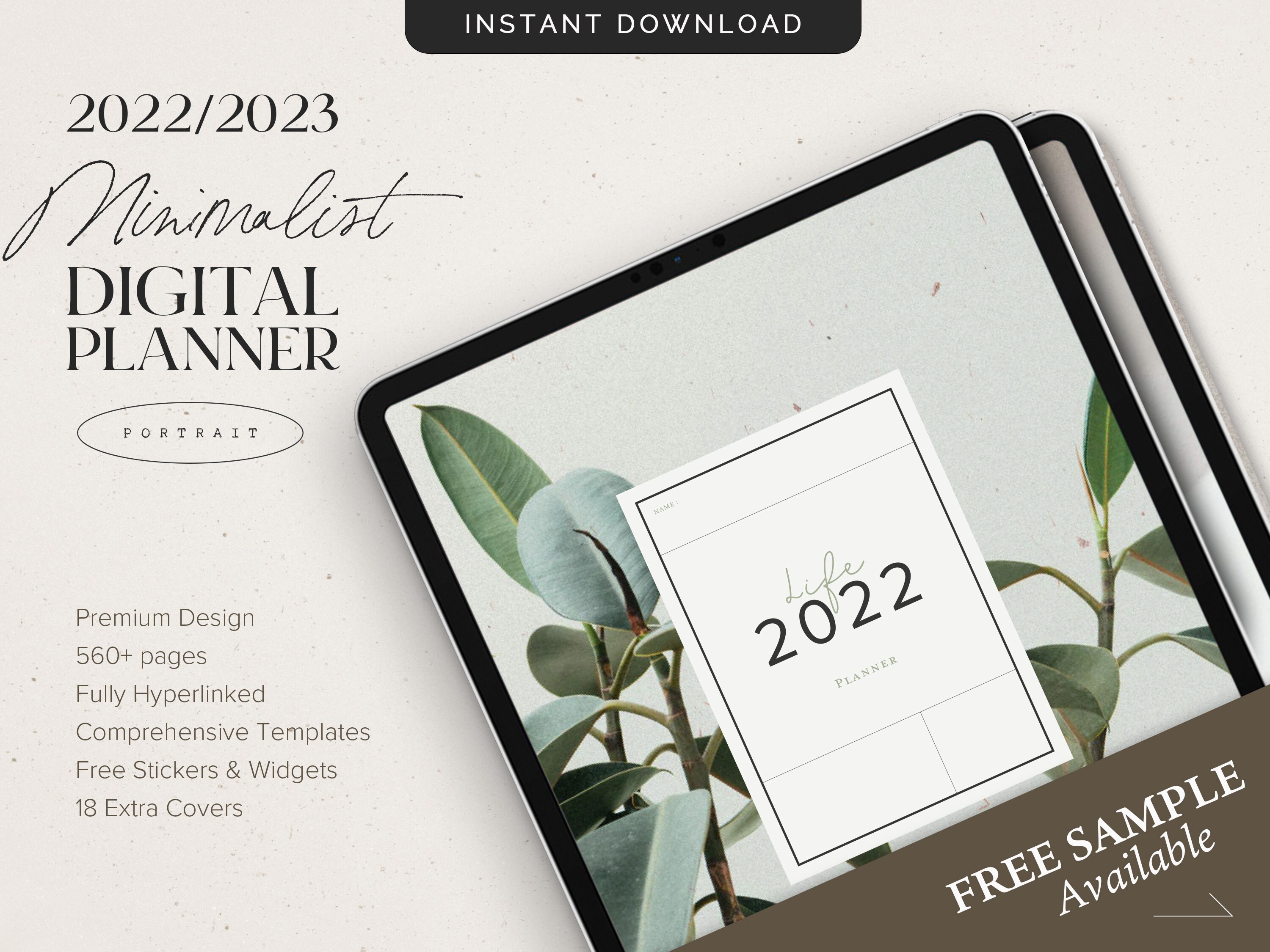 2022 Digital Planner iPad Planner Vertical Planner GoodNotes Digital ...