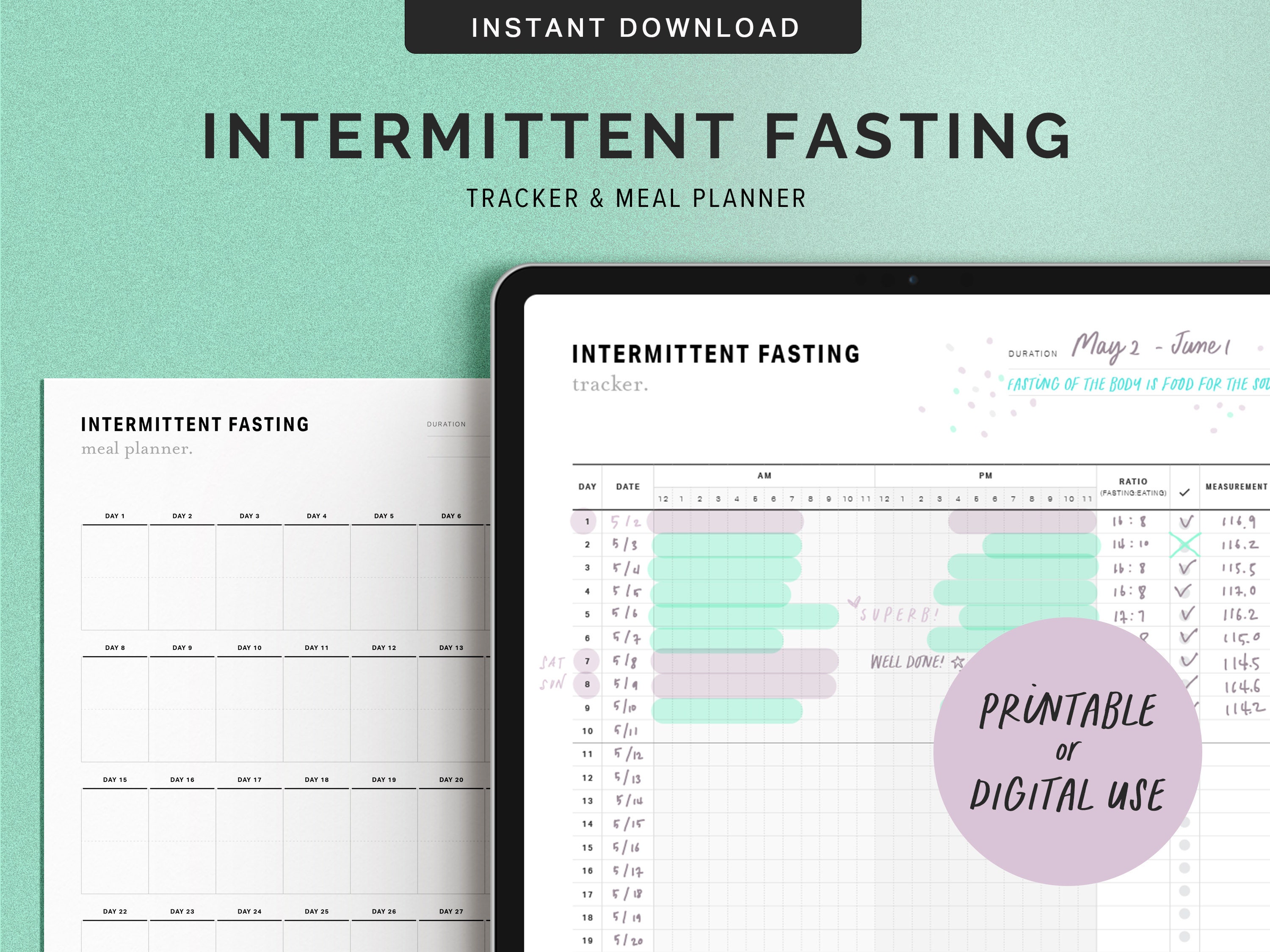 Intermittent Fasting Tracker, Diet Meal Planner, Fitness Planner, IF ...